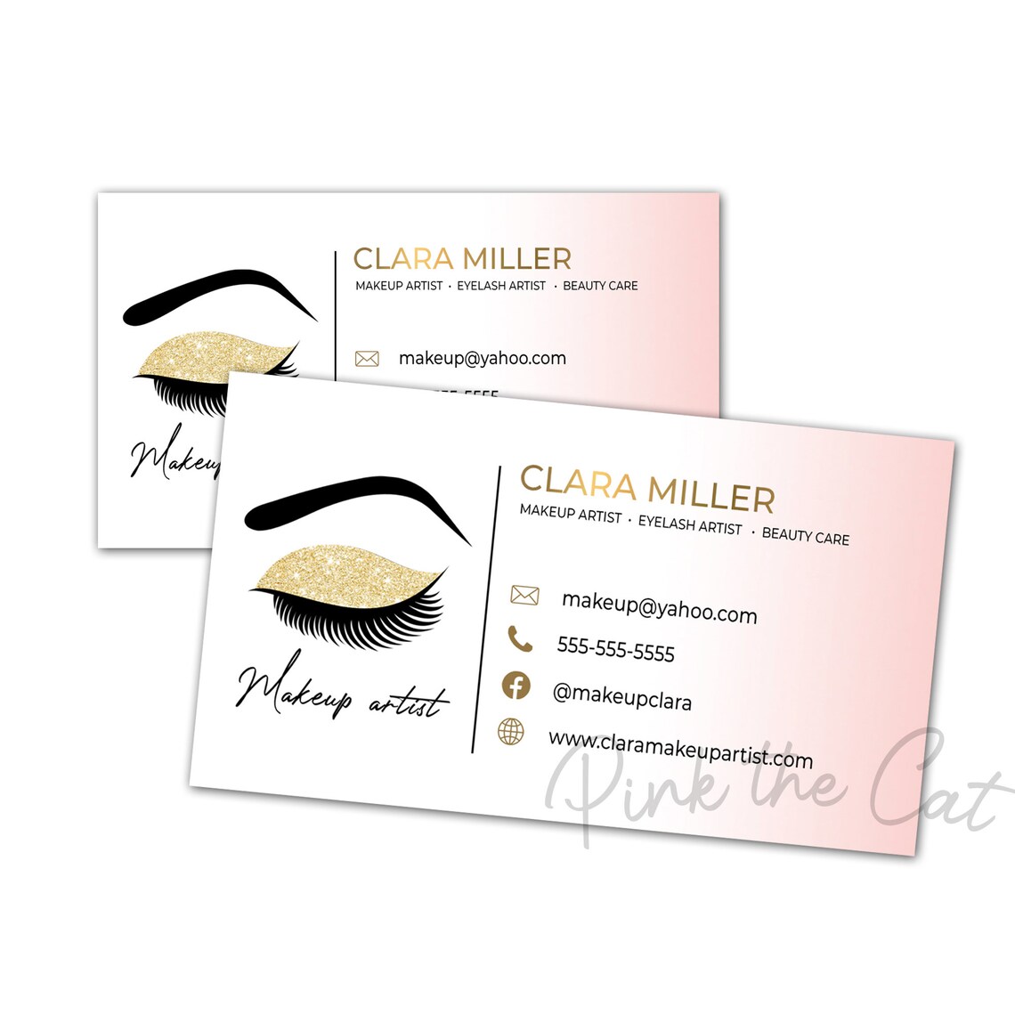 Eyelash Makeup Artist Business Card Gold Glitter Eye Shadow | Etsy