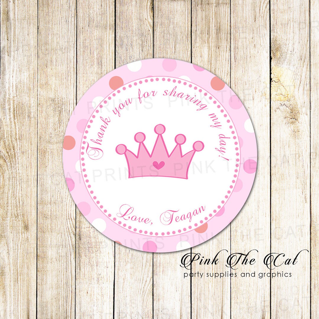 Pink Princess Birthday Thank You Labels - Princess Gift Favor Tags for ...