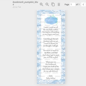 Blue Pumpkin Bookmarks Baby Shower Favors, Fall Baby Shower Bookmarks ...