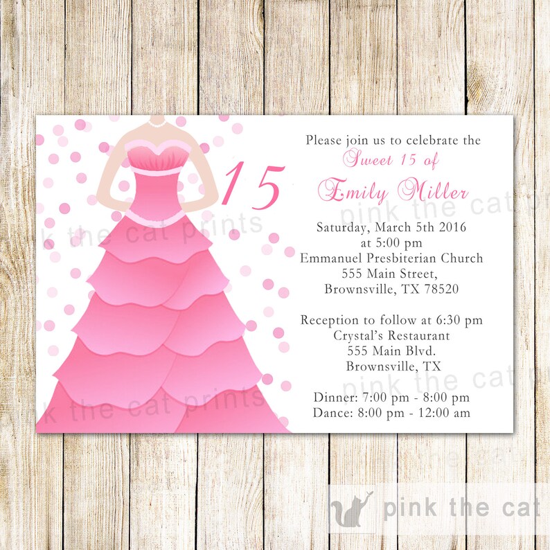Fancy Dress Birthday Invitation Blue Dress Sweet 16 | Etsy