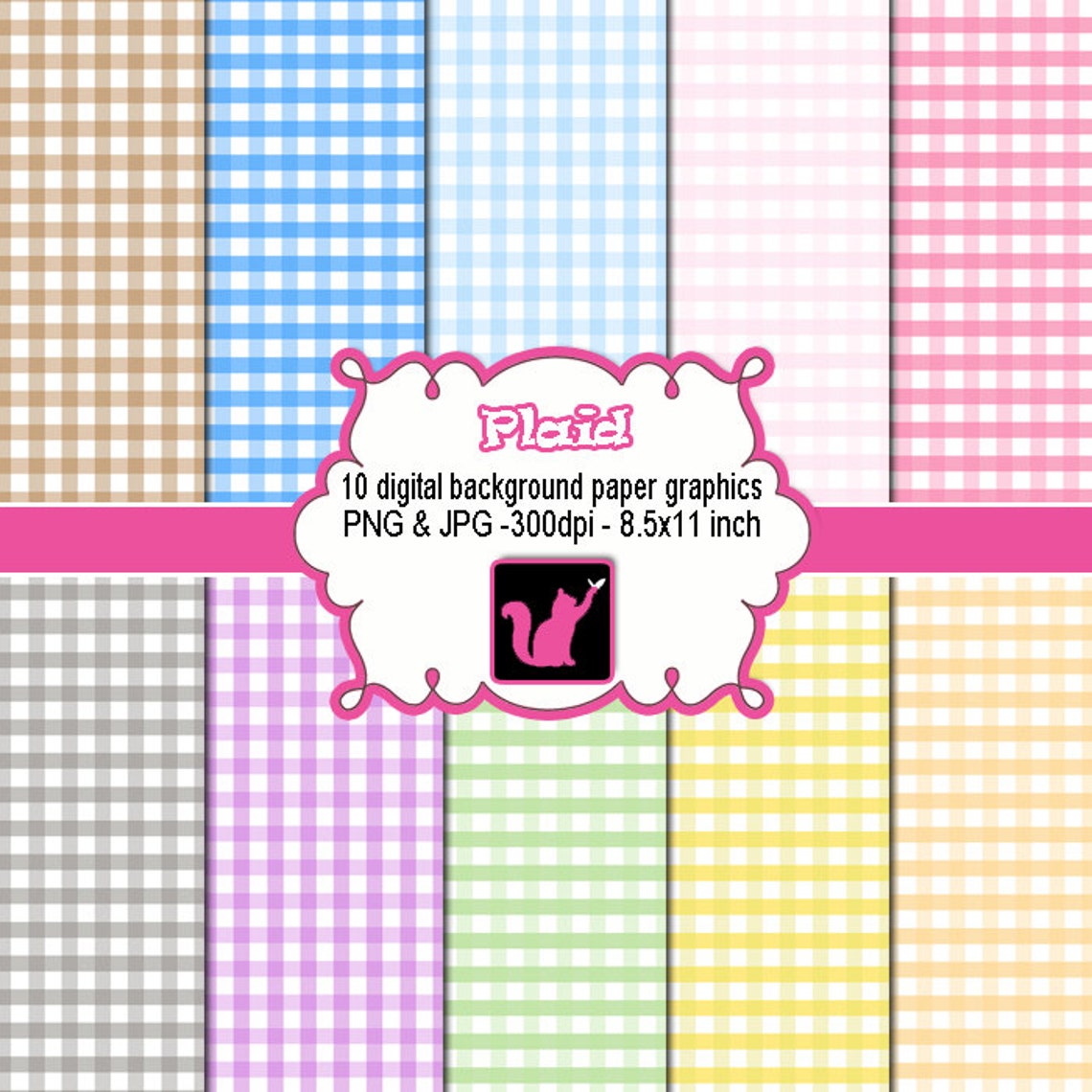 Plaid Clipart Pastel Colors Printable Craft Paper Graphic - Etsy