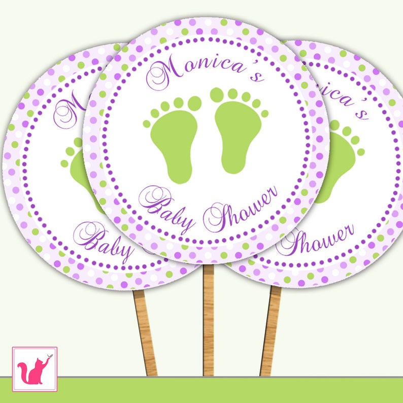 Printable Personalized Purple Green Baby Feet Baby Shower - Etsy