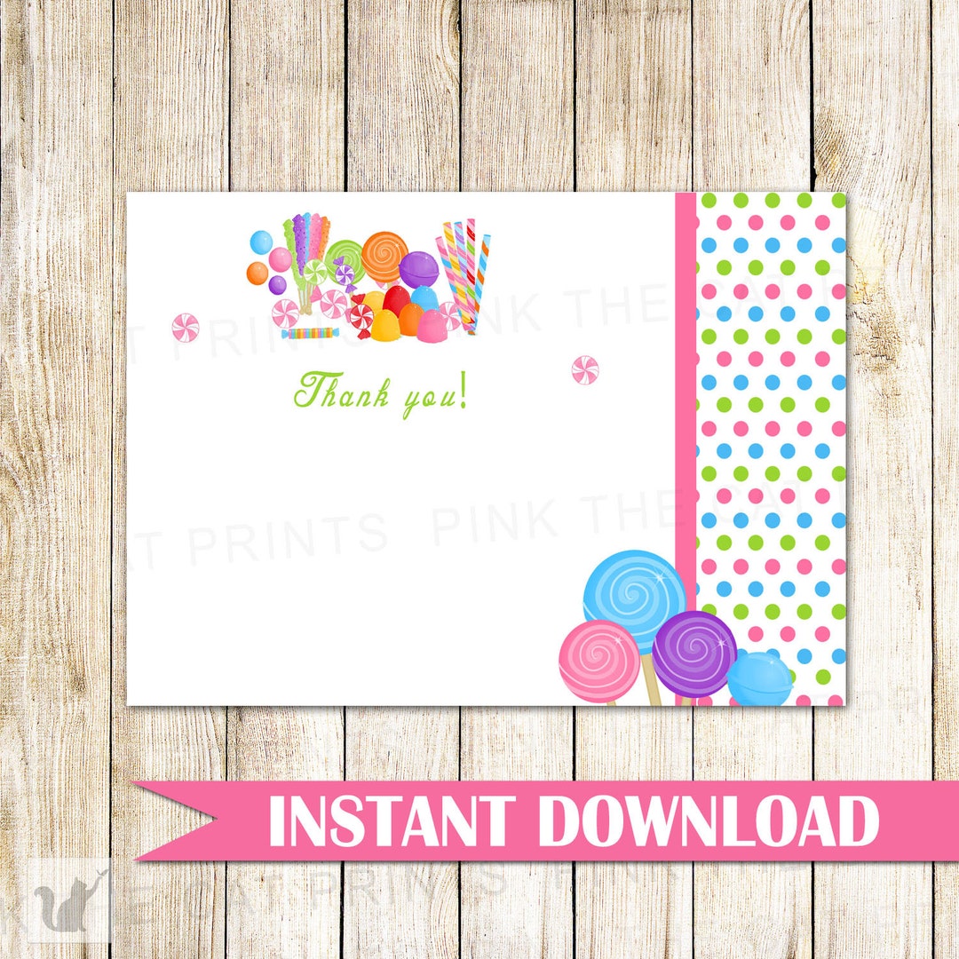 Candy Thank You Card Candy Thank You Note Candy Baby Shower Sweets ...