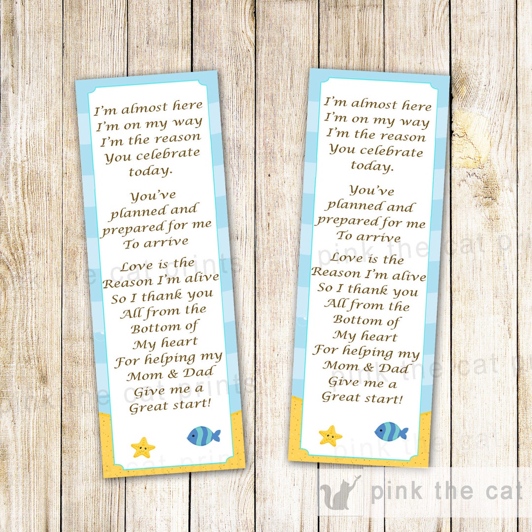 Under the Sea Bookmark Baby Shower Favors Girl Boy Unisex Party Items ...