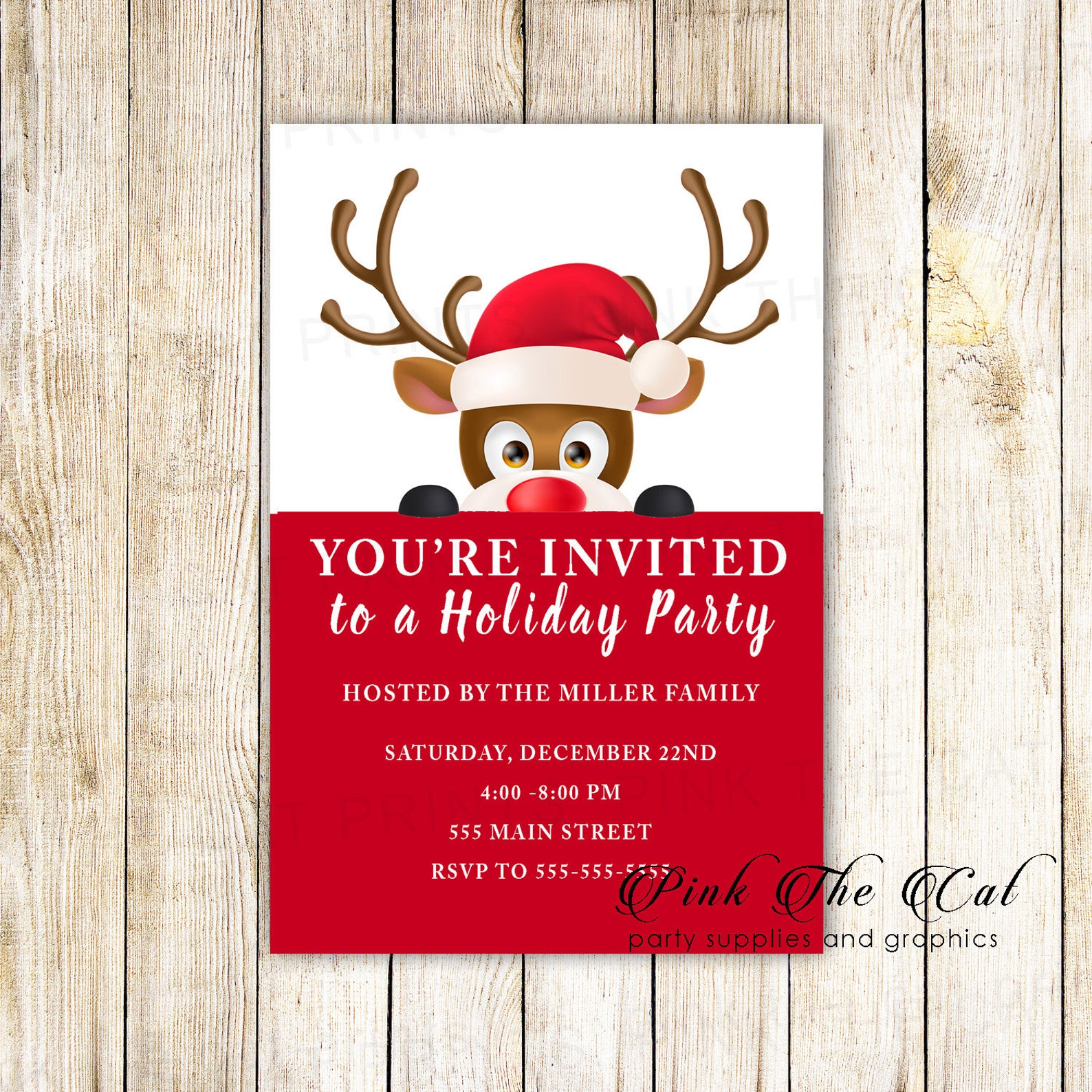 Reindeer Christmas Party Invitation Christmas Invitation Kids | Etsy