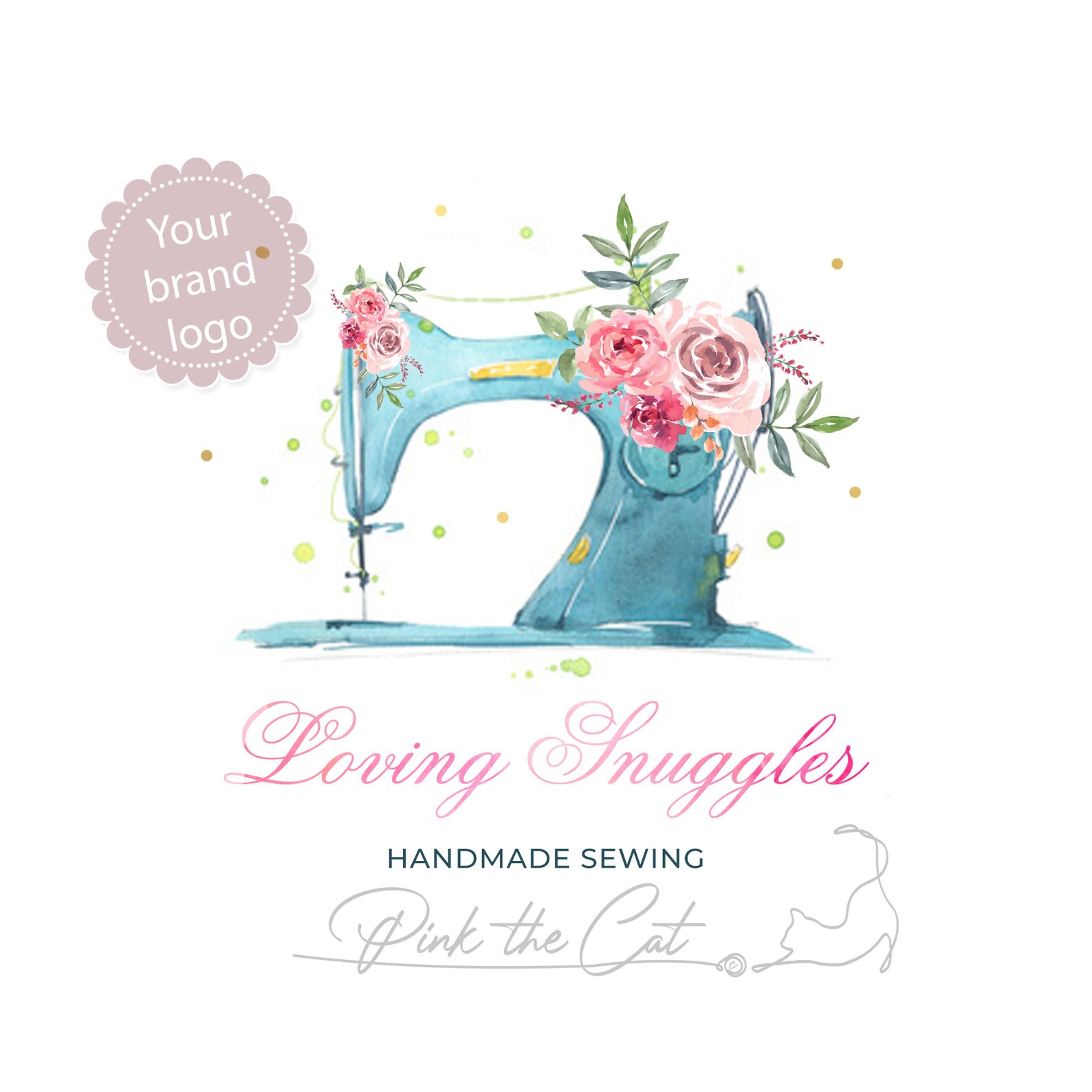 Sewing Business Logo, Sewing Machine Logo, Watercolor Sew Logo, Sewing ...