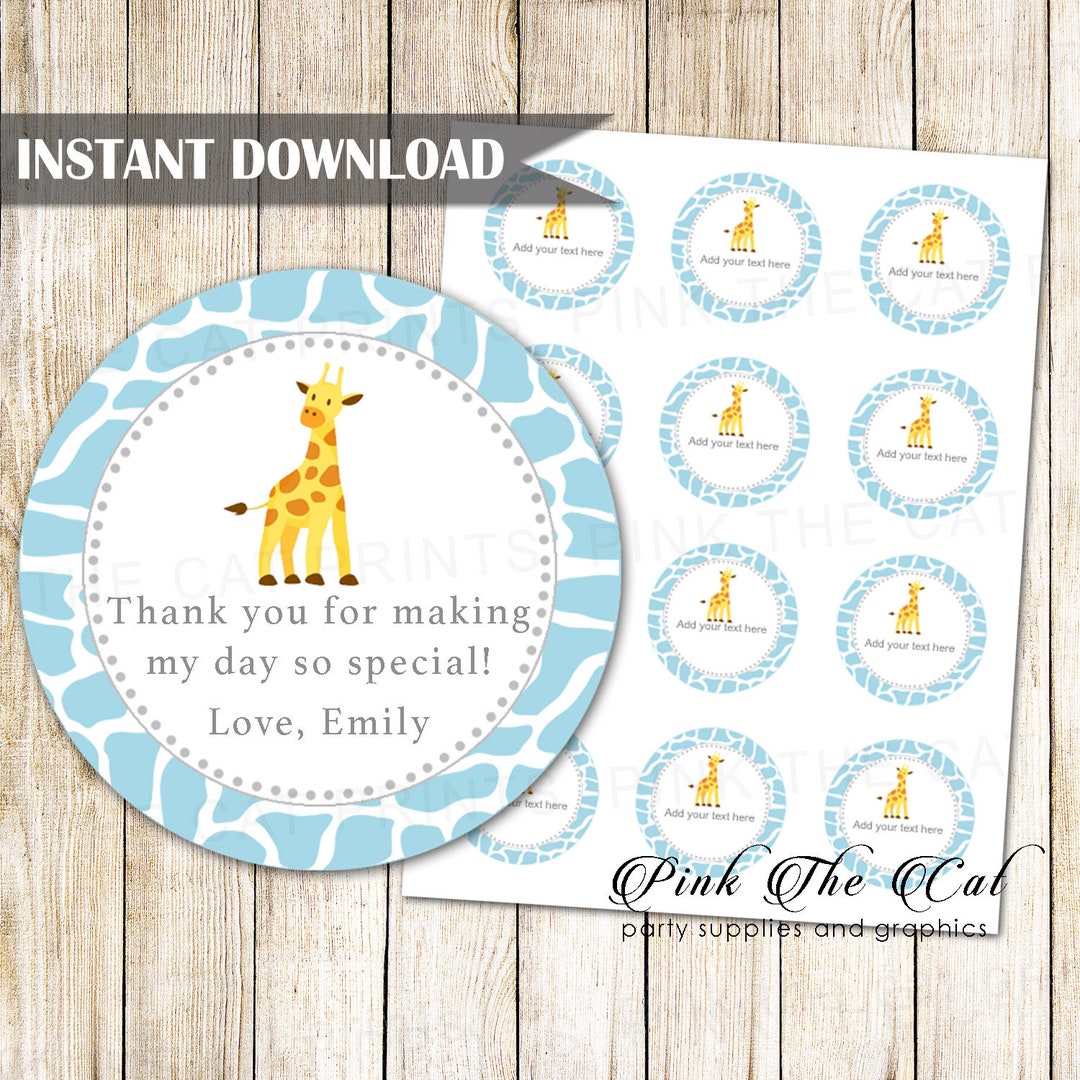 Giraffe Favor Label, Printable Giraffe Favor Tags, Giraffe Favor Label ...