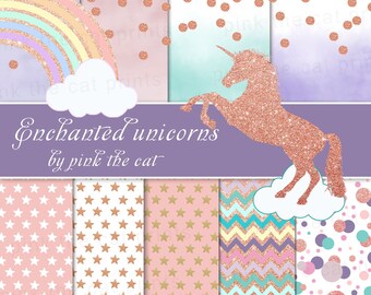 Unicorns Clip Art Unicorn Clipart Glitter Gold Digital | Etsy