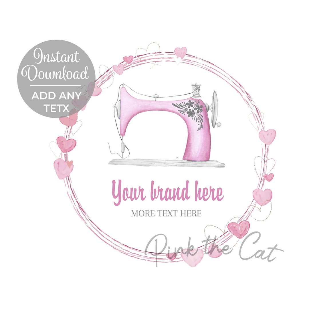 Sewing Business Logo, Sewing Machine Logo, Pink Silver Sewing Machine ...