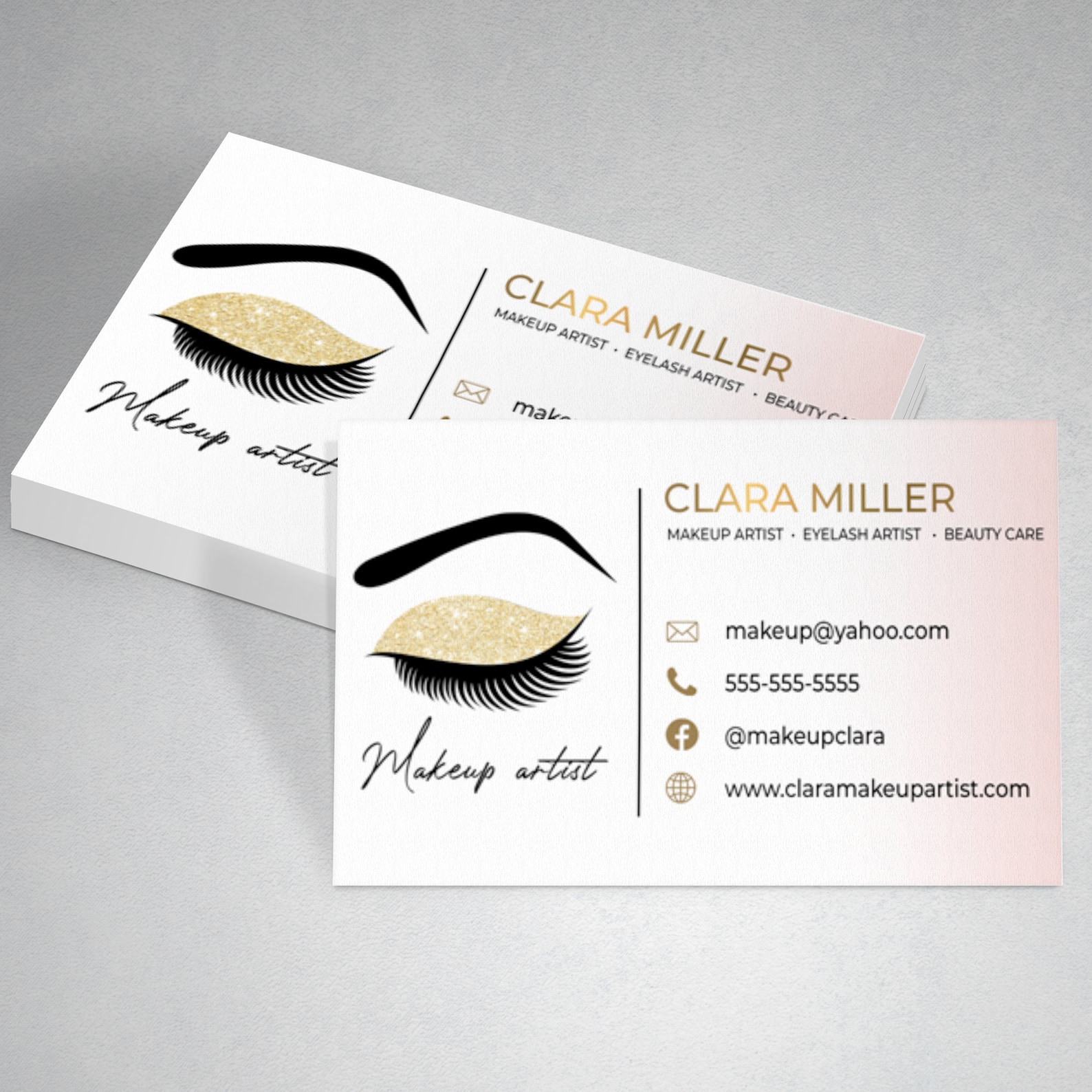 Eyelash Makeup Artist Business Card Gold Glitter Eye Shadow | Etsy