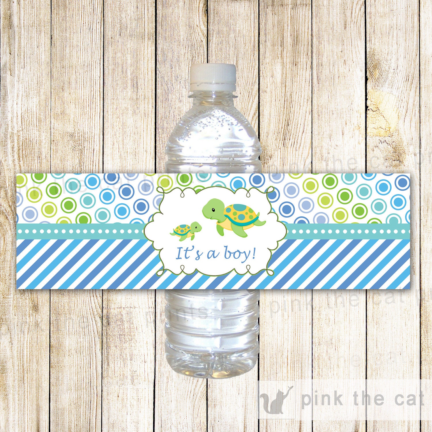 Turtle Its A Boy Baby Shower Bottle Labels - Blue Polka Dots Pastel ...