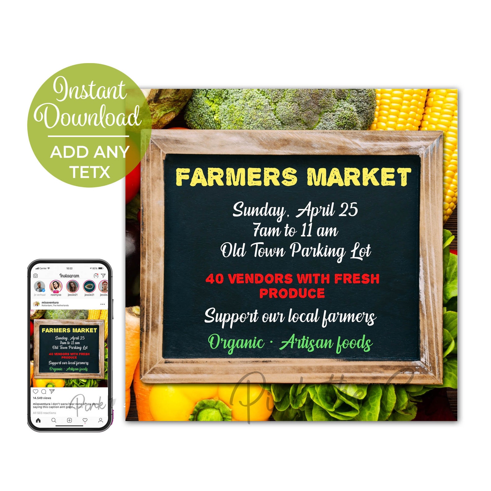 Farmers market flyer vegetables flyer support local farmers | Etsy