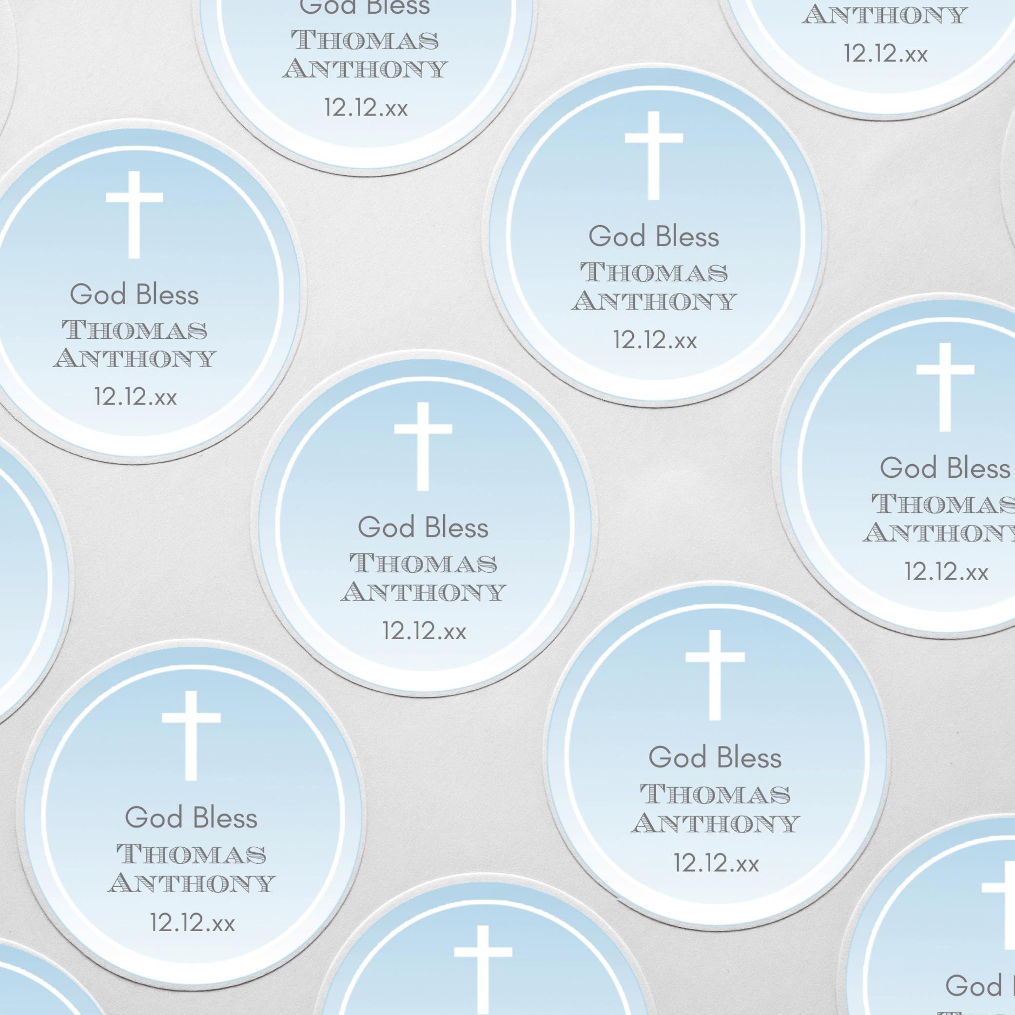 Blue Bapsitm Labels With White Cross, Suitable for Communion ...