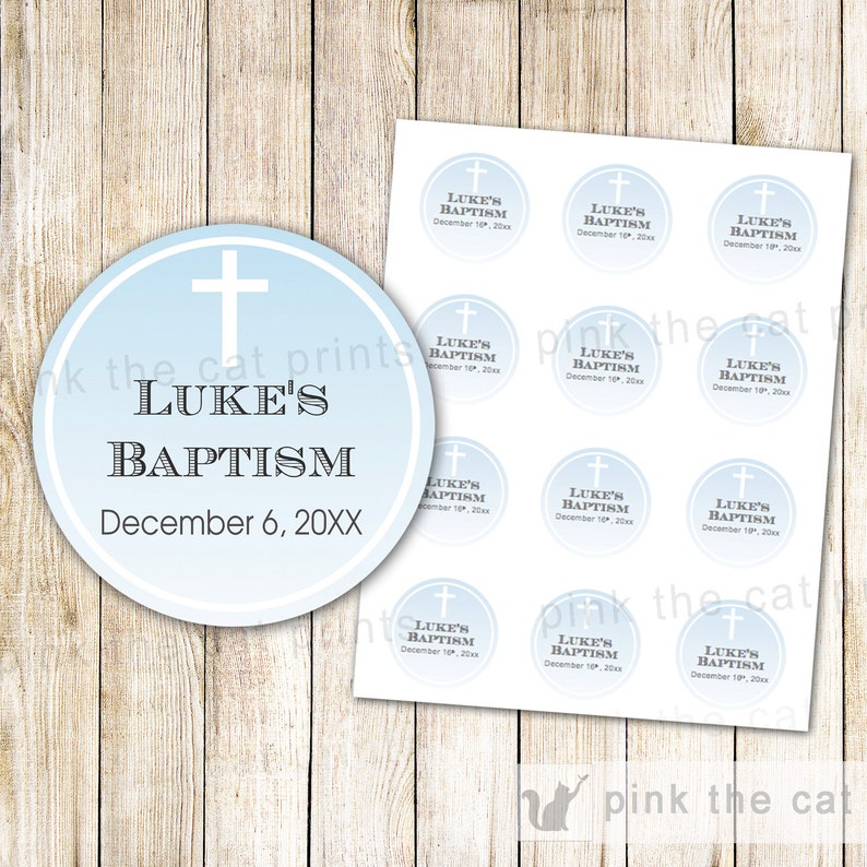 Blue Bapsitm Labels With White Cross, Suitable for Communion ...