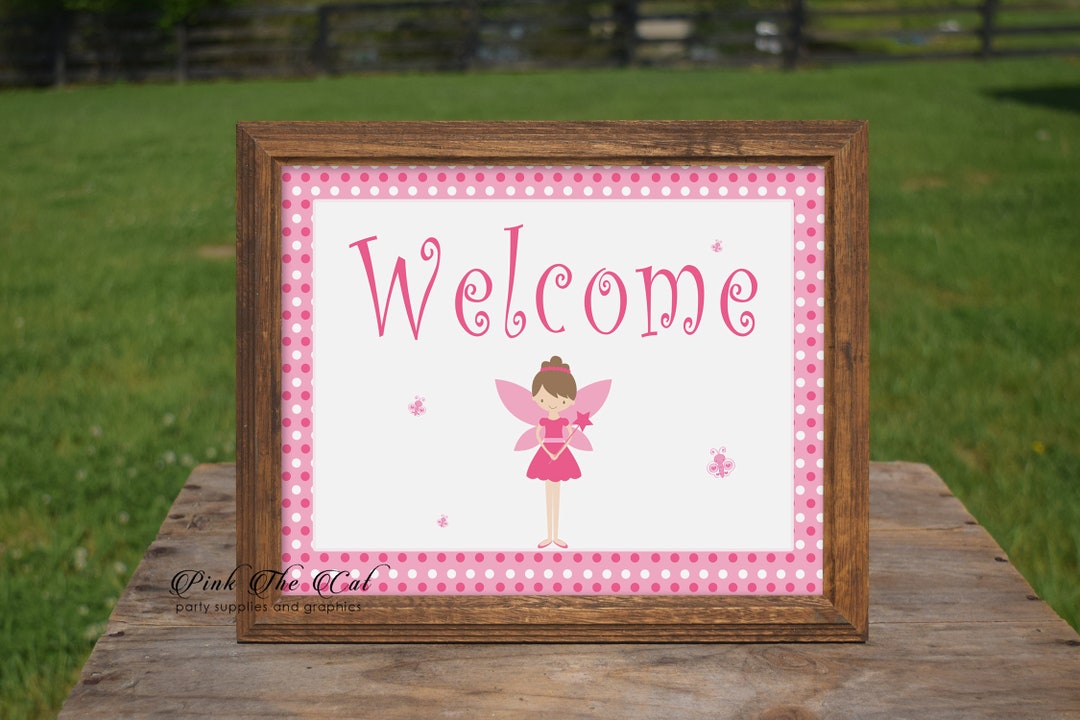 Fairy Welcome Sign, Pink Fairy Birthday Welcome Sign, Pink Pixie Baby ...