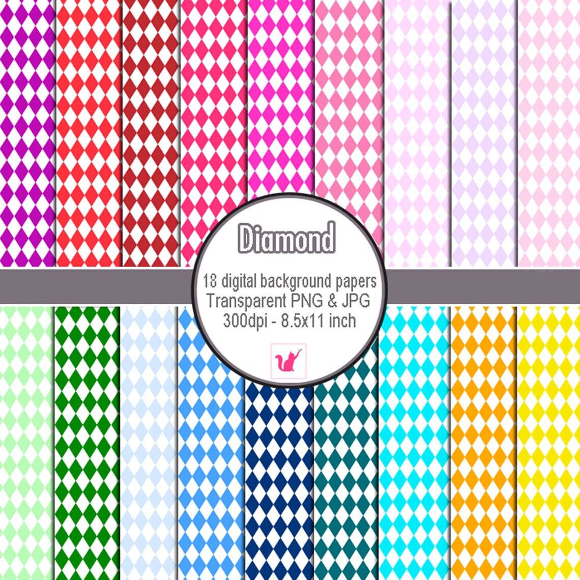 Diamond Clipart - Printable Hobby Paper Graphic Design INSTANT DOWNLOAD ...