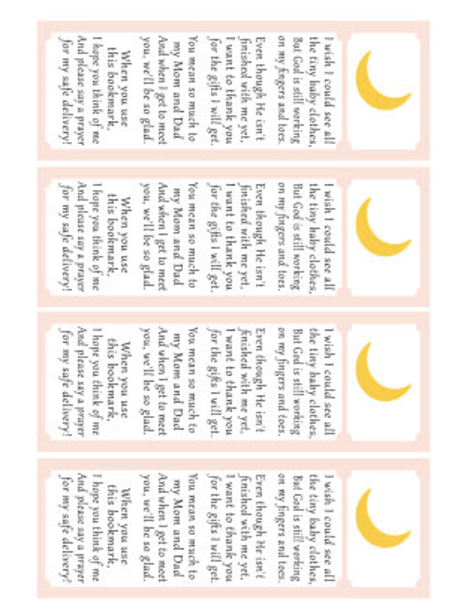 Moon Bookmark Moon Baby Shower Favors Printable Moon Favors - Etsy