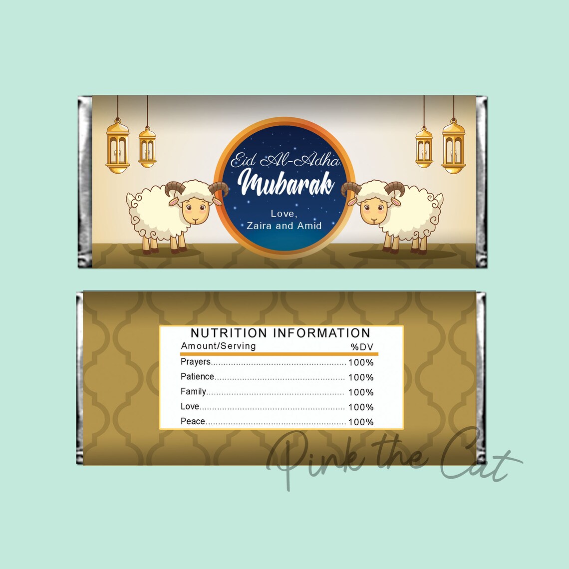 Eid Mubarak Candy Bar Label Eid Al Adha Candy Wrapper Happy | Etsy