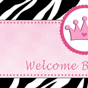 Printable Pink Zebra Princess Crown Water Bottle Labels Wrappers ...