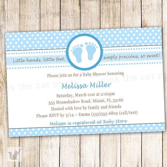 Invitations With Baby Feet Polka Dots Green Feet Baby Shower