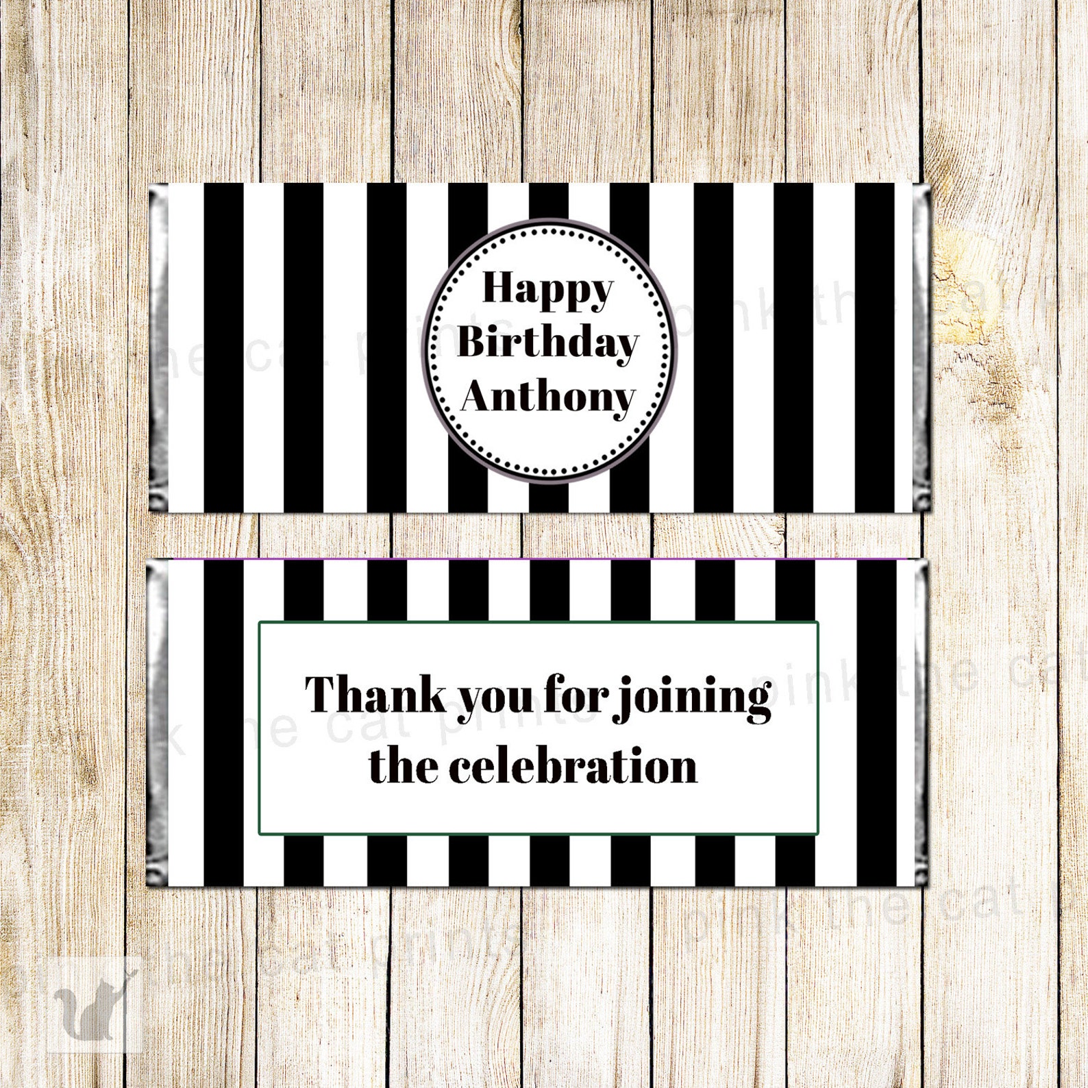 Black and White Stripes Candy Bar Wrappers Label Stickers - Etsy