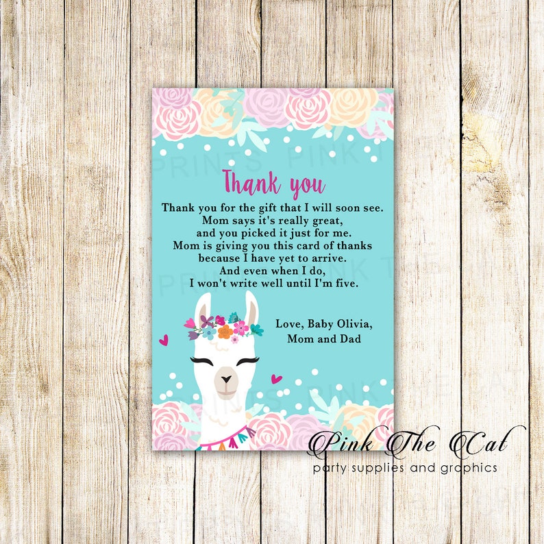 Alpaca Thank You Cards Llama Head Baby Shower Thank You - Etsy