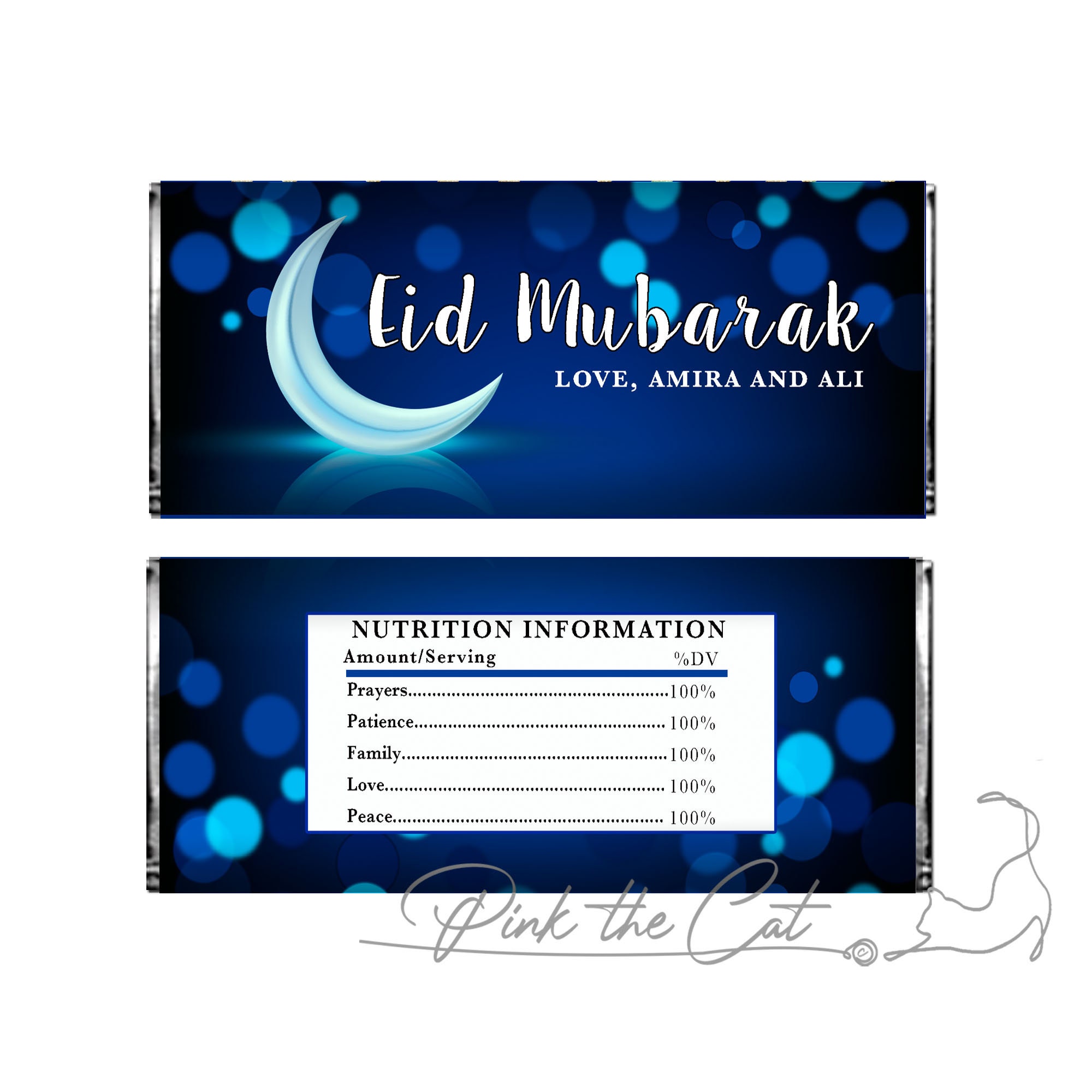 Eid Mubarak Candy Bar Label, Ramadan Mubarak Candy Wrapper, Happy Eid ...