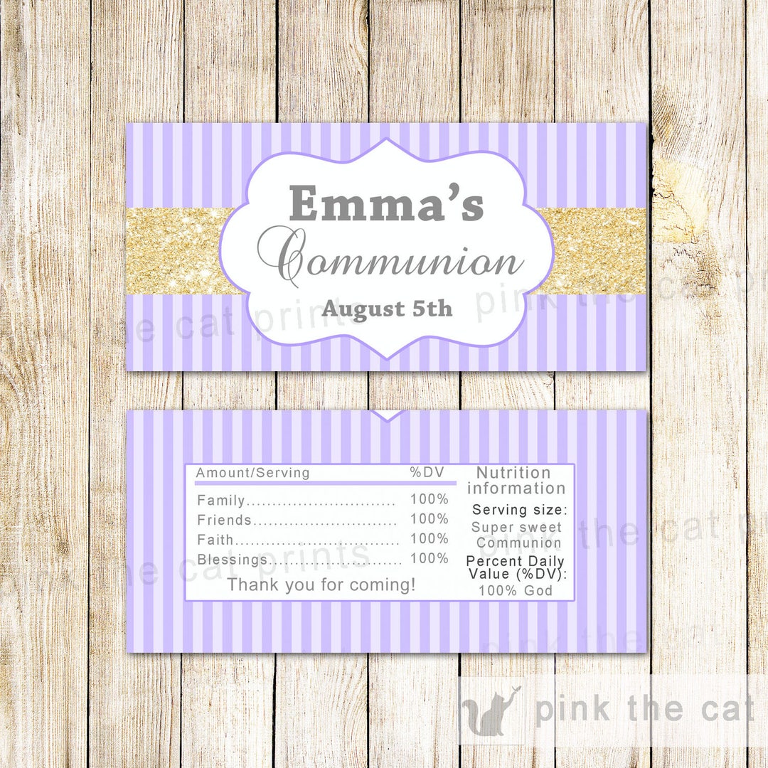 Girl First Holy Communion Candy Bar Wrapper 1st Communion Candy Bar ...