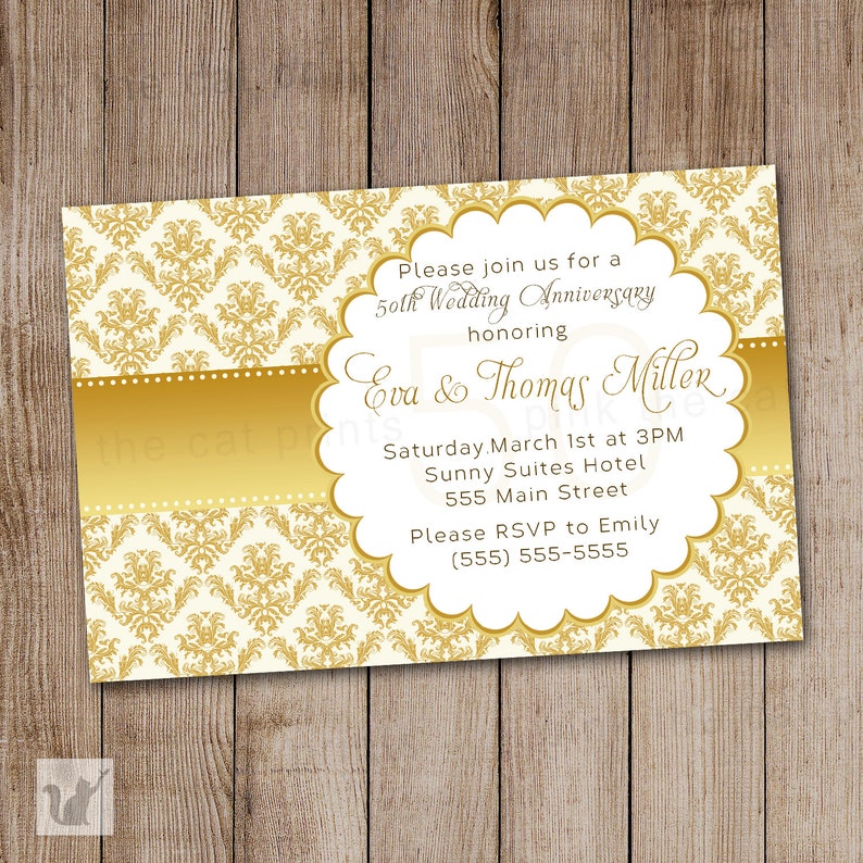 50th Golden Wedding Anniversary Invitation Card Gold Vintage Etsy 50th Golden Wedding Anniversary Invitation Card Gold Vintage Etsy