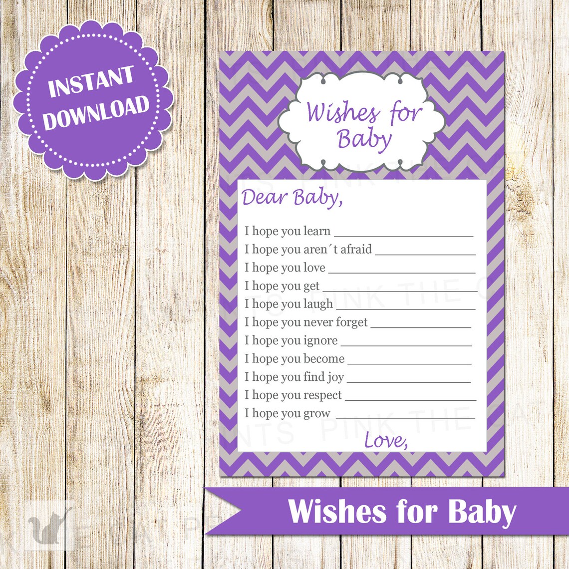 Wishes for Baby Card New Baby Messages Purple Wishes Card | Etsy