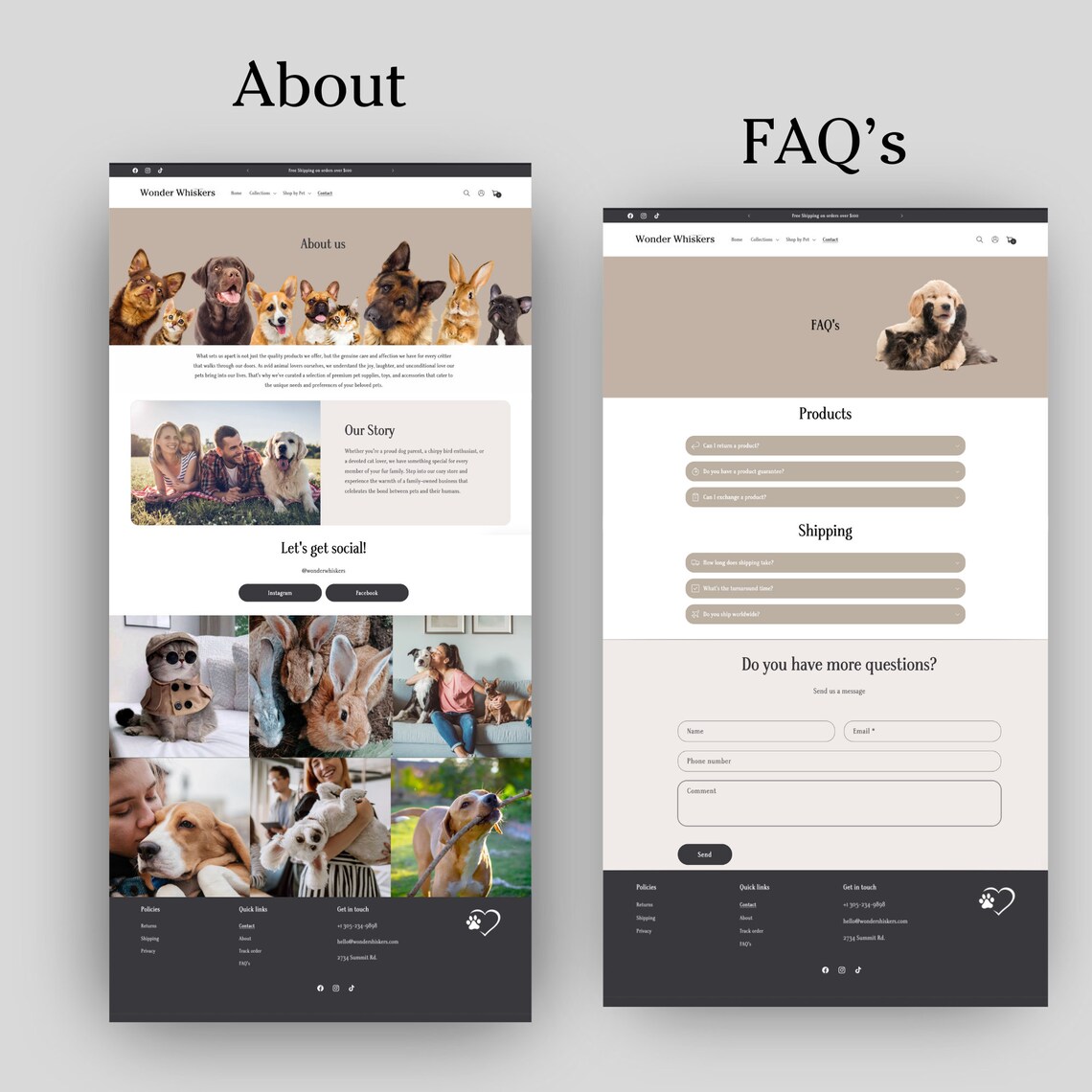 Beige Pastel Colors Pet Store, Puppy Breeding Shopify Theme ...