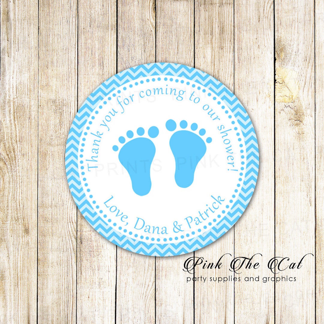 Blue Baby Shower Gift Favor Labels Baby Blue Favor Tags - Personalized ...