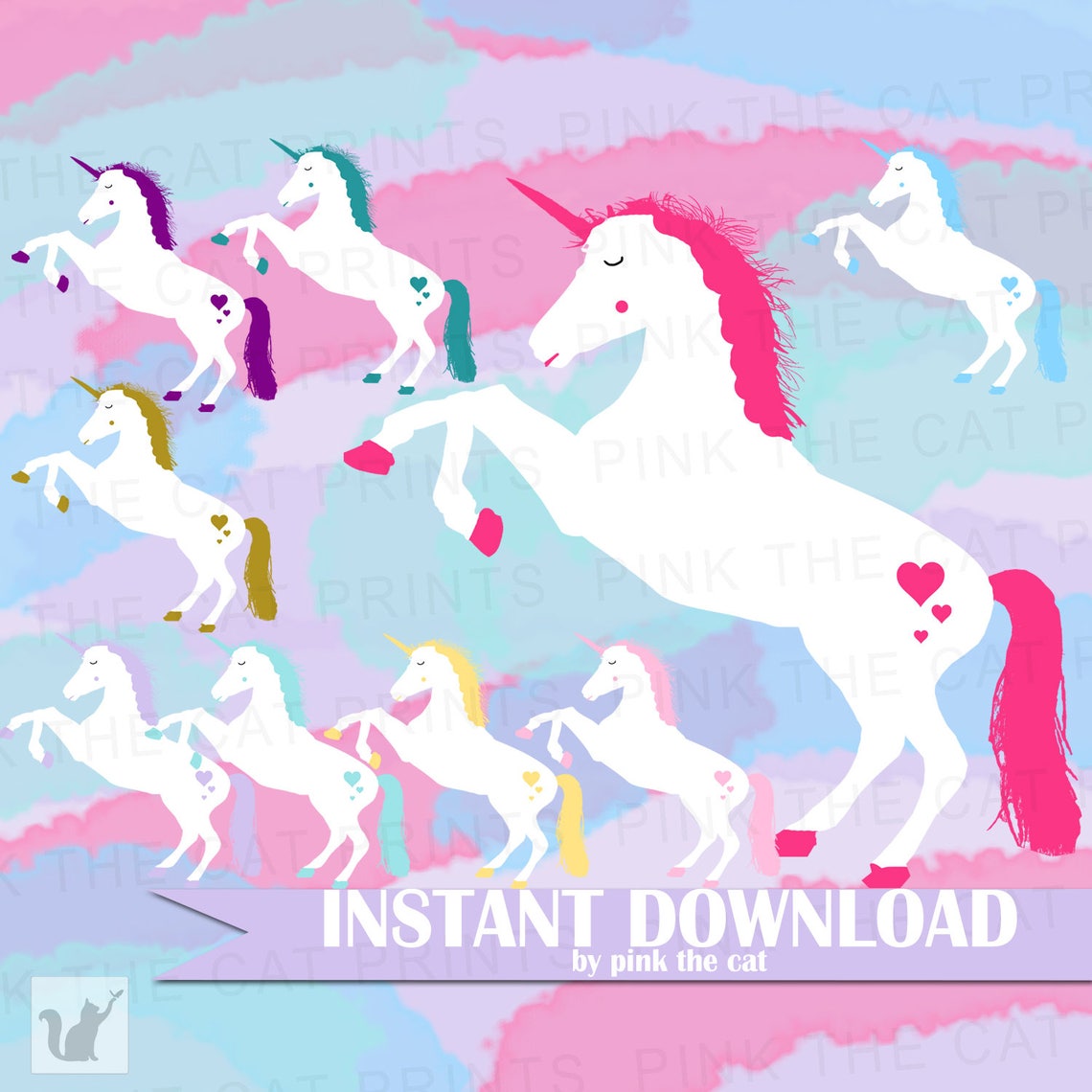 Unicorns Clip Art Templates Unicorn Clipart Unicorn for Cardmaking ...