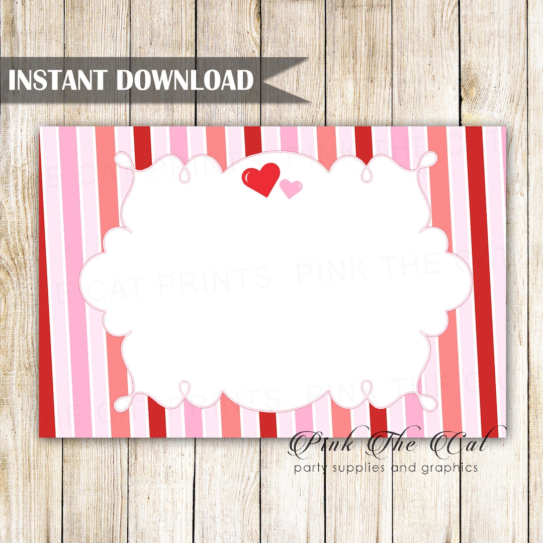 Printable Valentines Card, Valentines Day Card Template, Red Pink ...