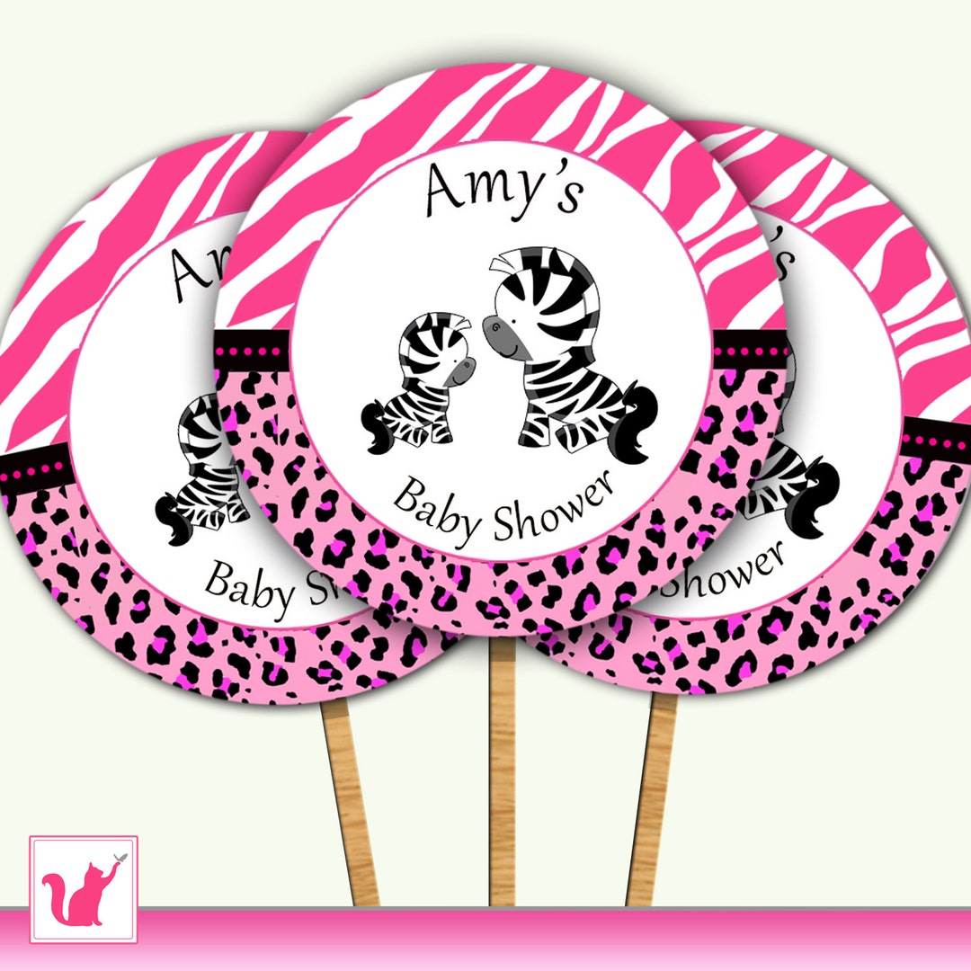 Printable Personalized Cute Jungle Zebra Cupcake Topper - Hot Pink ...