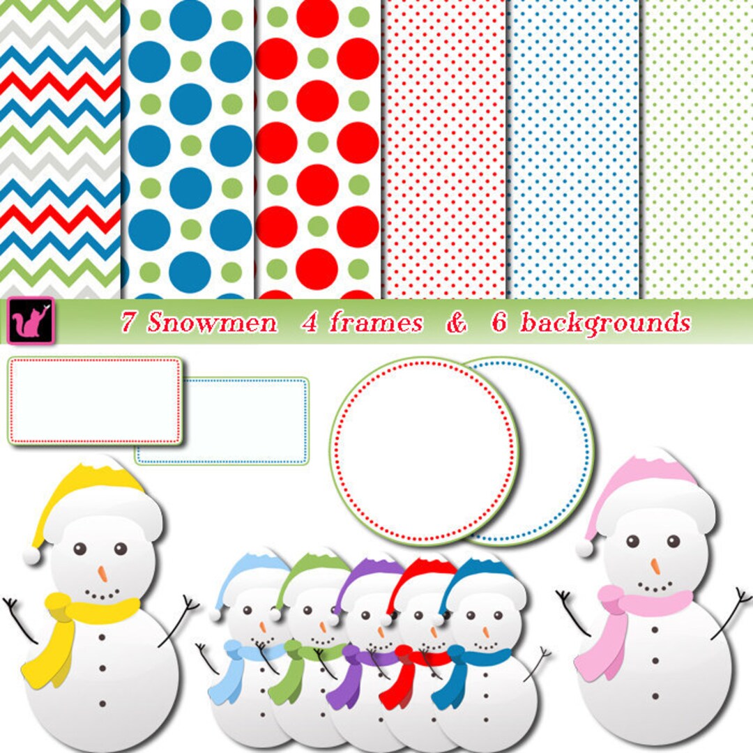 ON SALE Christmas Clipart Digital Background - Snowman Printable Hobby ...