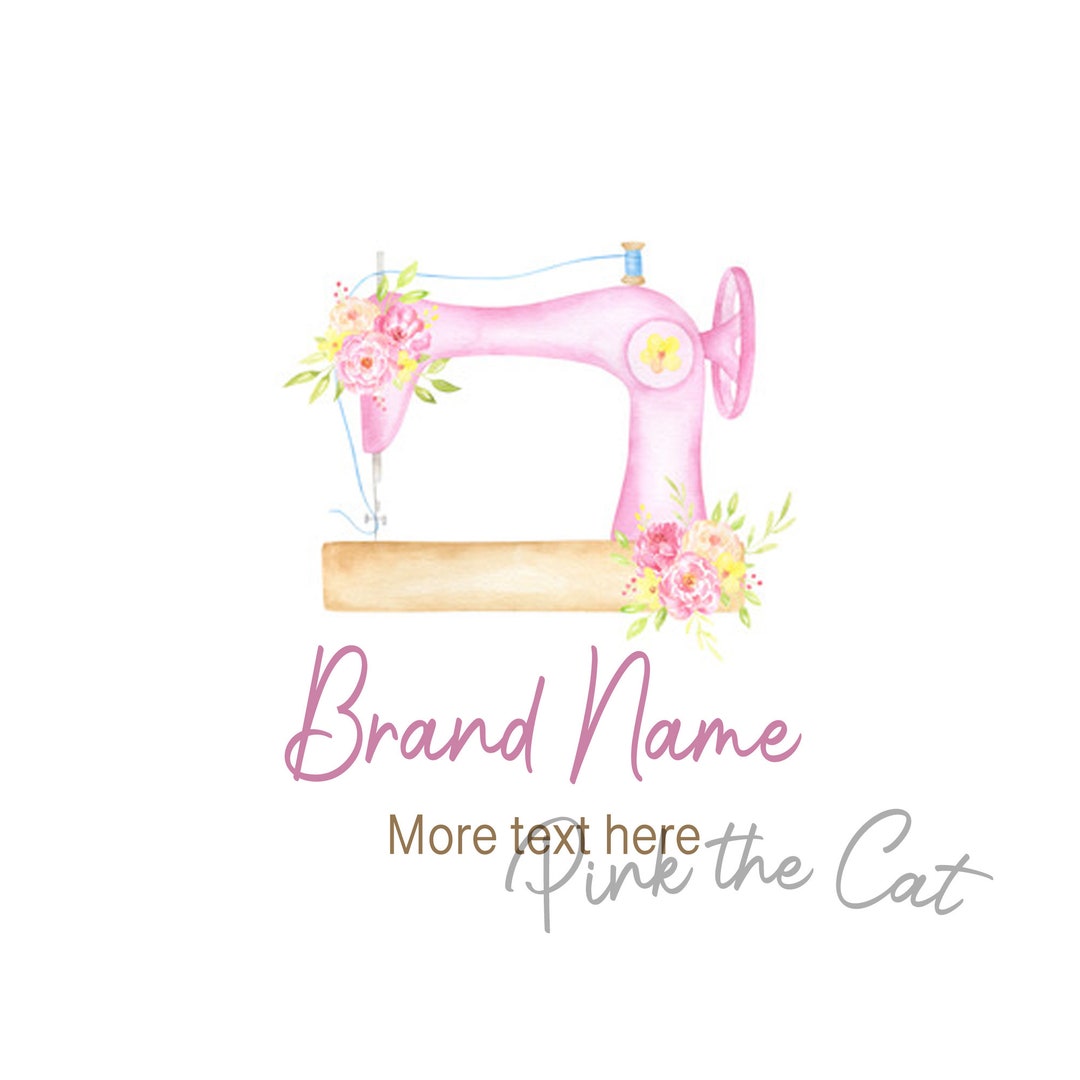 Pink Sewing Business Logo, Sewing Machine Logo, Watercolor Sew Logo ...