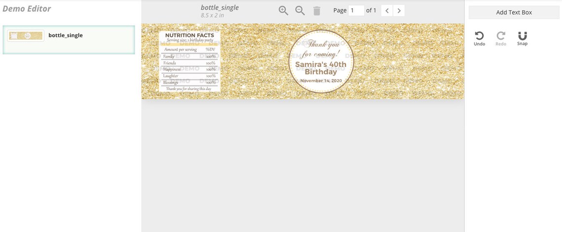Gold Glitter Bottle Label for Any Age Birthday Gold Glitter | Etsy