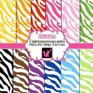 Zebra Clipart Digital Background - Jungle Printable Hobby Paper Graphic ...
