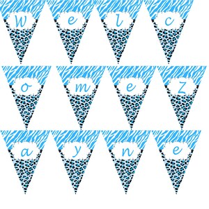 Party Flag Banner - Jungle Giraffe Zebra Leopard Boy Birthday Printable ...