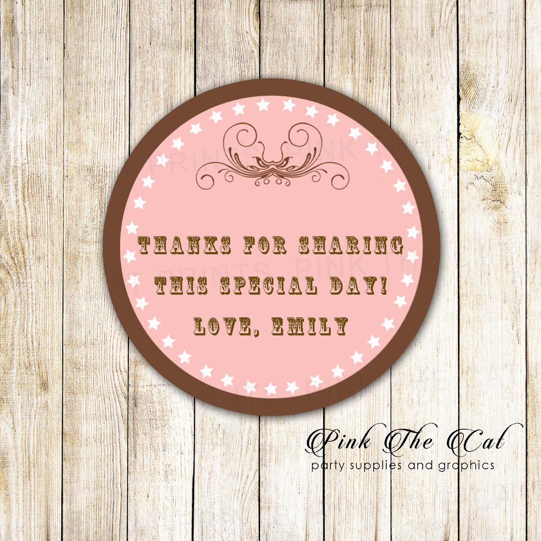 Blush Pink Brown Gift Favor Labels, Vintage Style Pink Brown Gift Favor ...