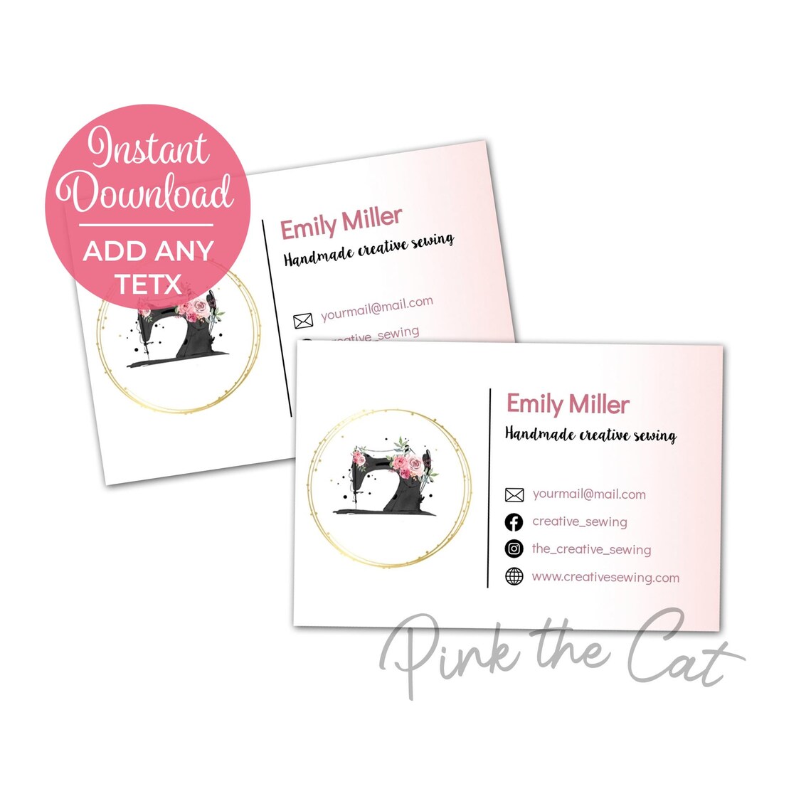 Sewing Business Card Black Sewing Machine Card Sewing Card | Etsy