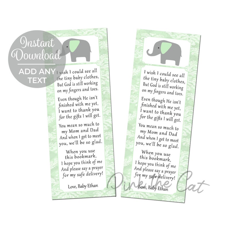 Elephant Bookmarks Baby Shower Favors Gender Neutral Mint | Etsy