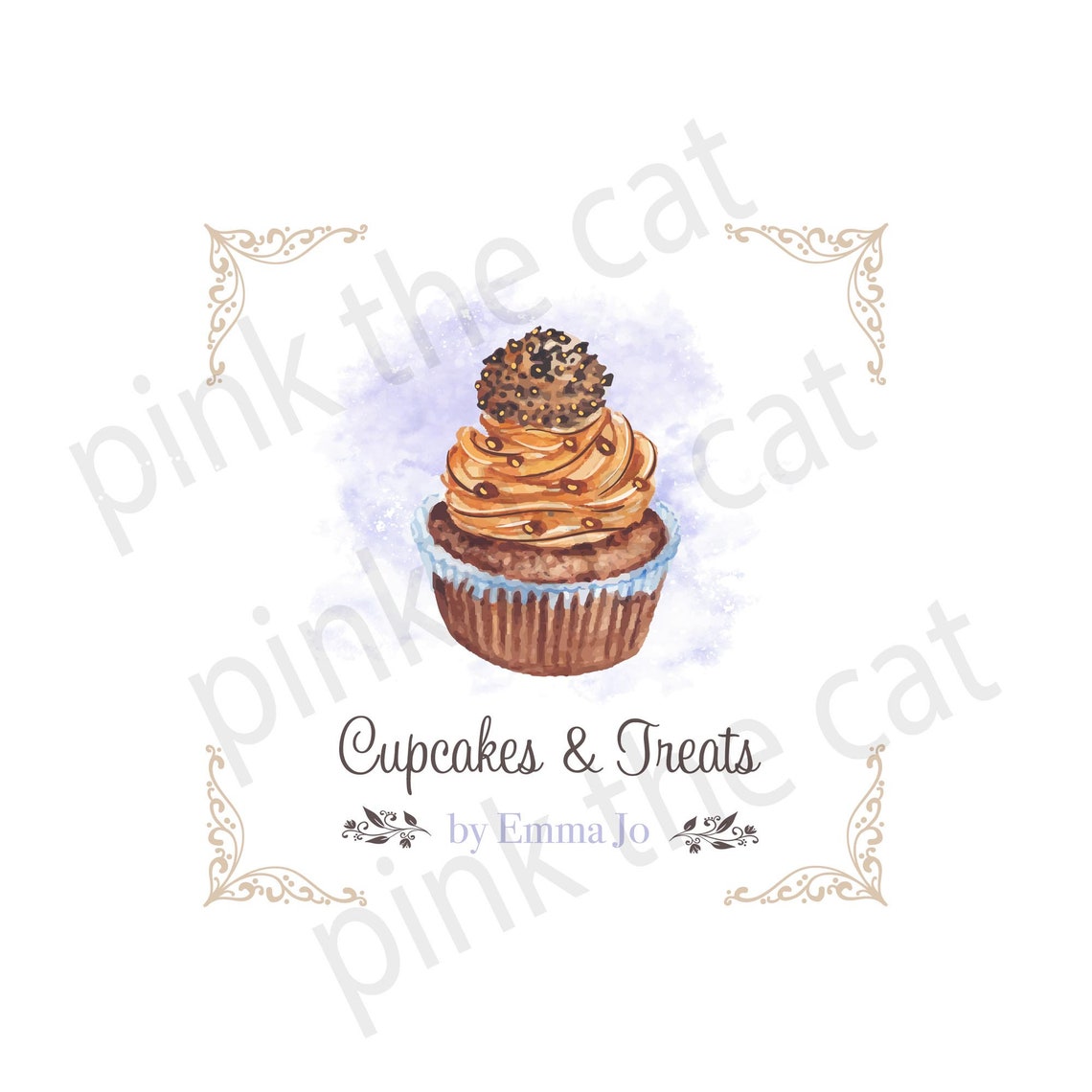 Watercolor Cupcake Logo Baking Logo Capcake Bakery Logo - Etsy