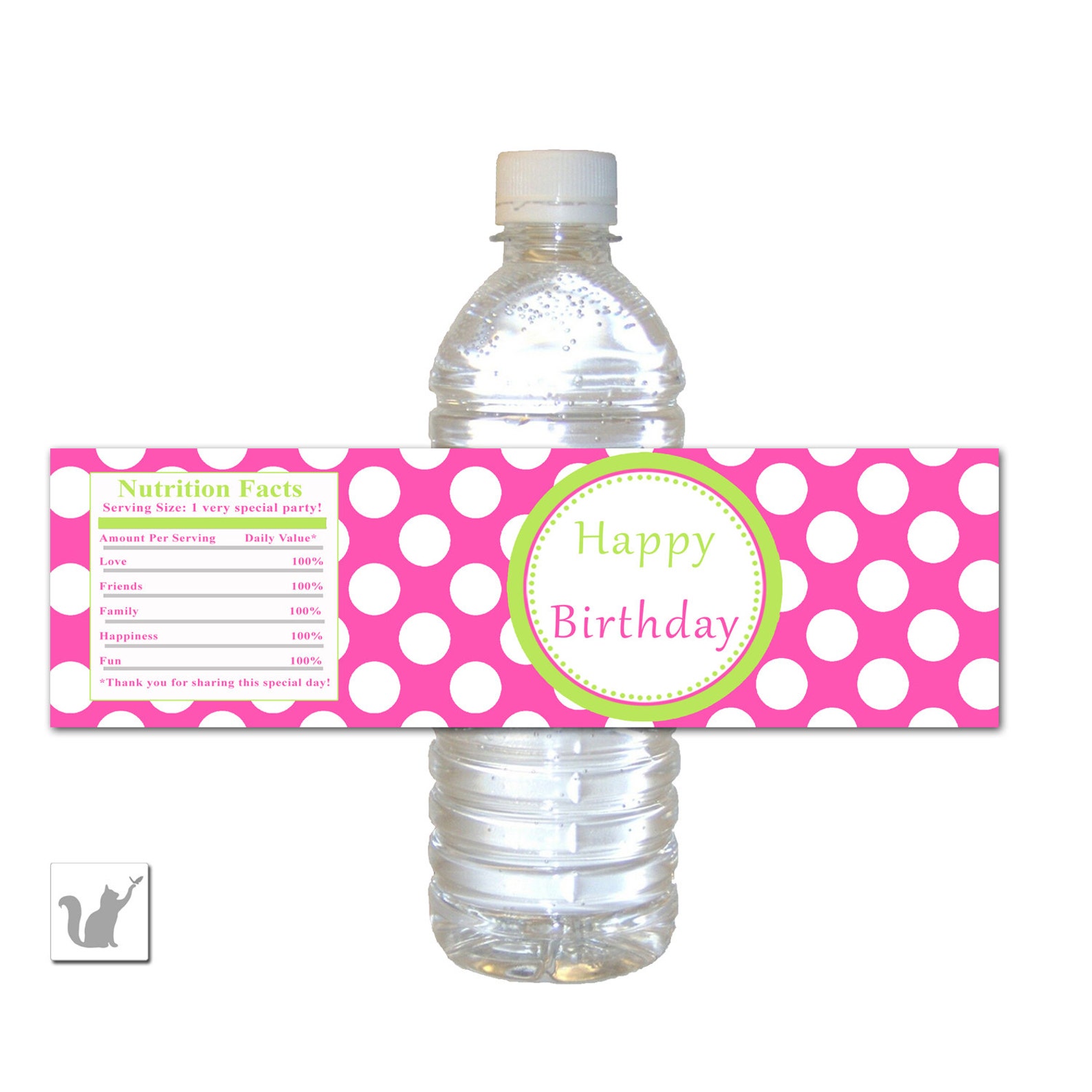INSTANT DOWNLOAD Hot Pink and Mint Birthday Water Bottle Label - Party ...
