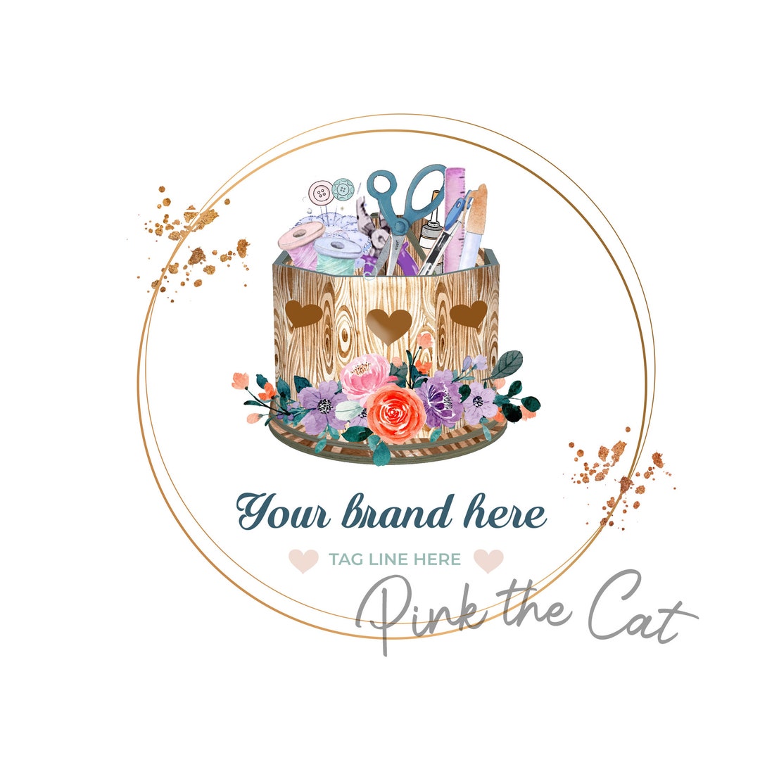 Sewing or Crafter Personalized Logo, Tools in Basket Craftere Logo ...