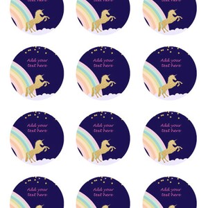 Unicorn Glitter Favor Label, Printable Unicorn Favor Tags, Unicorn ...