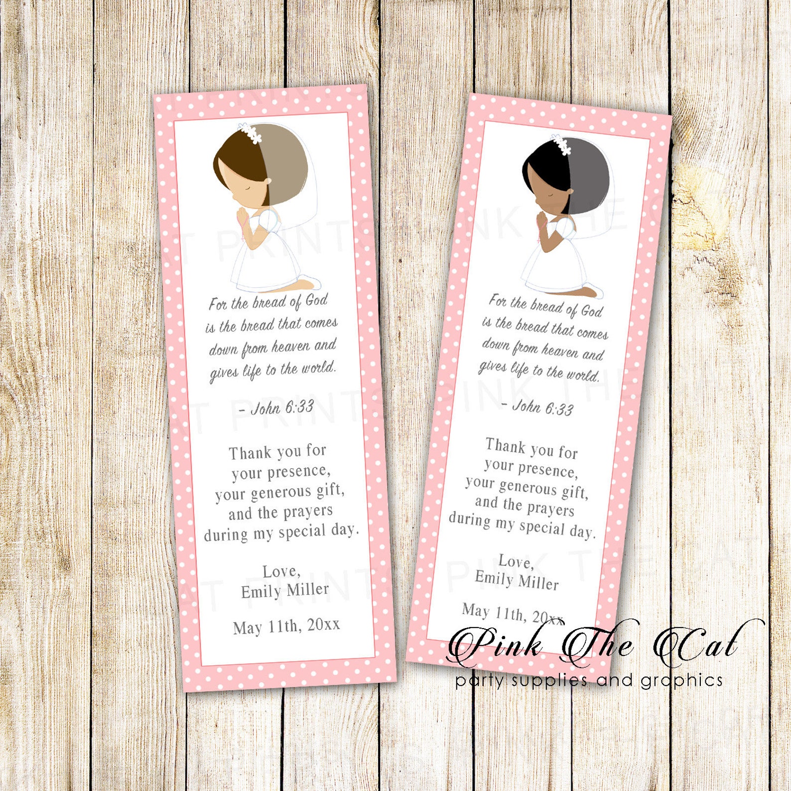 30 Printed First Communion Bookmark Girl First Communion | Etsy