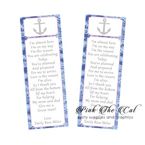 Nautical Bookmark Nautical Baby Shower Favor Idea Printable Bookmark ...