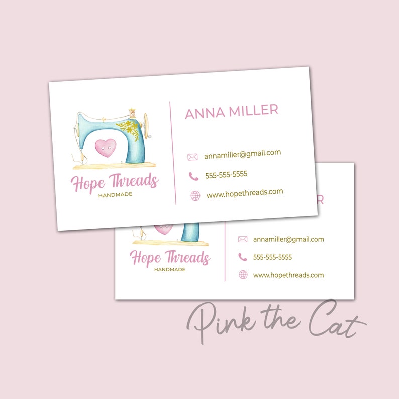 Sewing Business Card Sewing Machine & Button Card Watercolor - Etsy